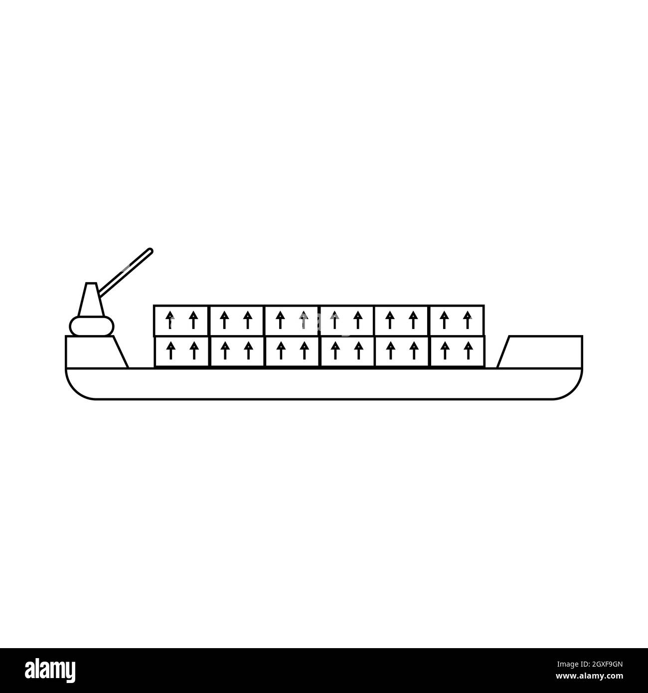Ship with cargo icon in outline style isolated on white background ...