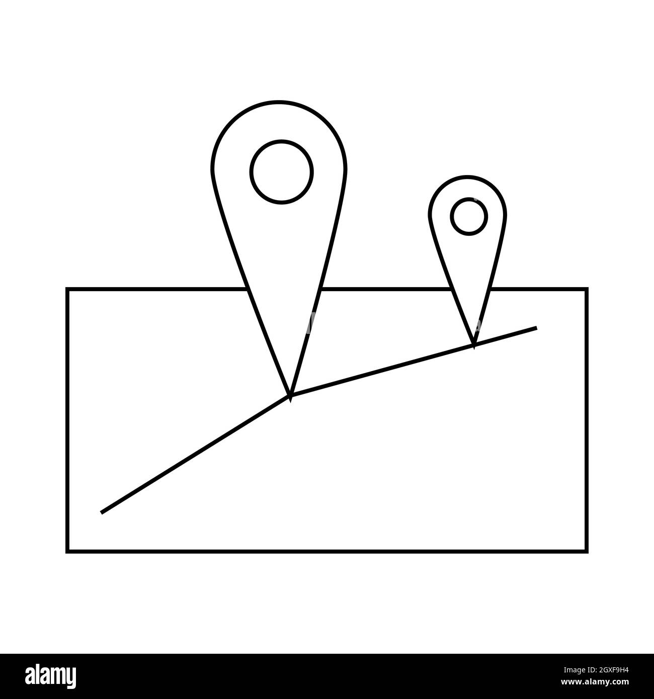 GPS navigation icon in outline style isolated on white background. Road ...