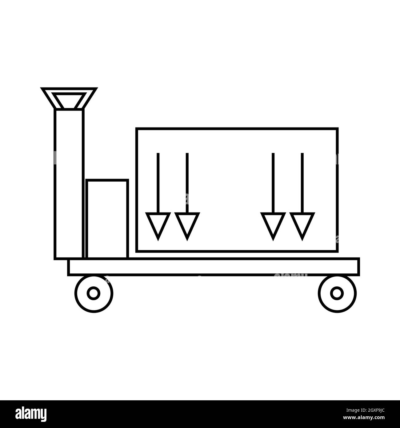 Trailer with cargo icon in outline style isolated on white background ...