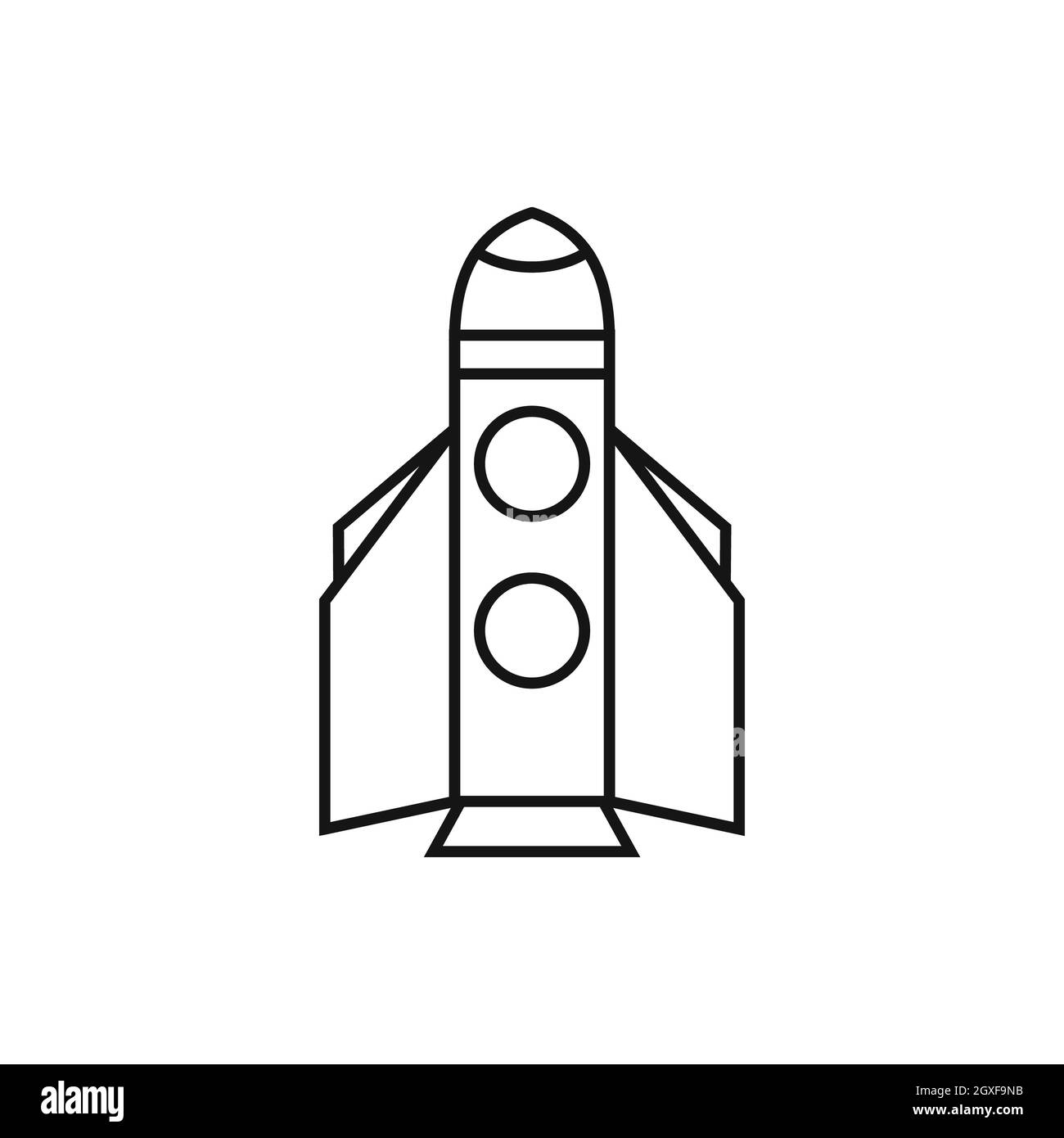 Rocket icon in outline style isolated on white background Stock Photo ...