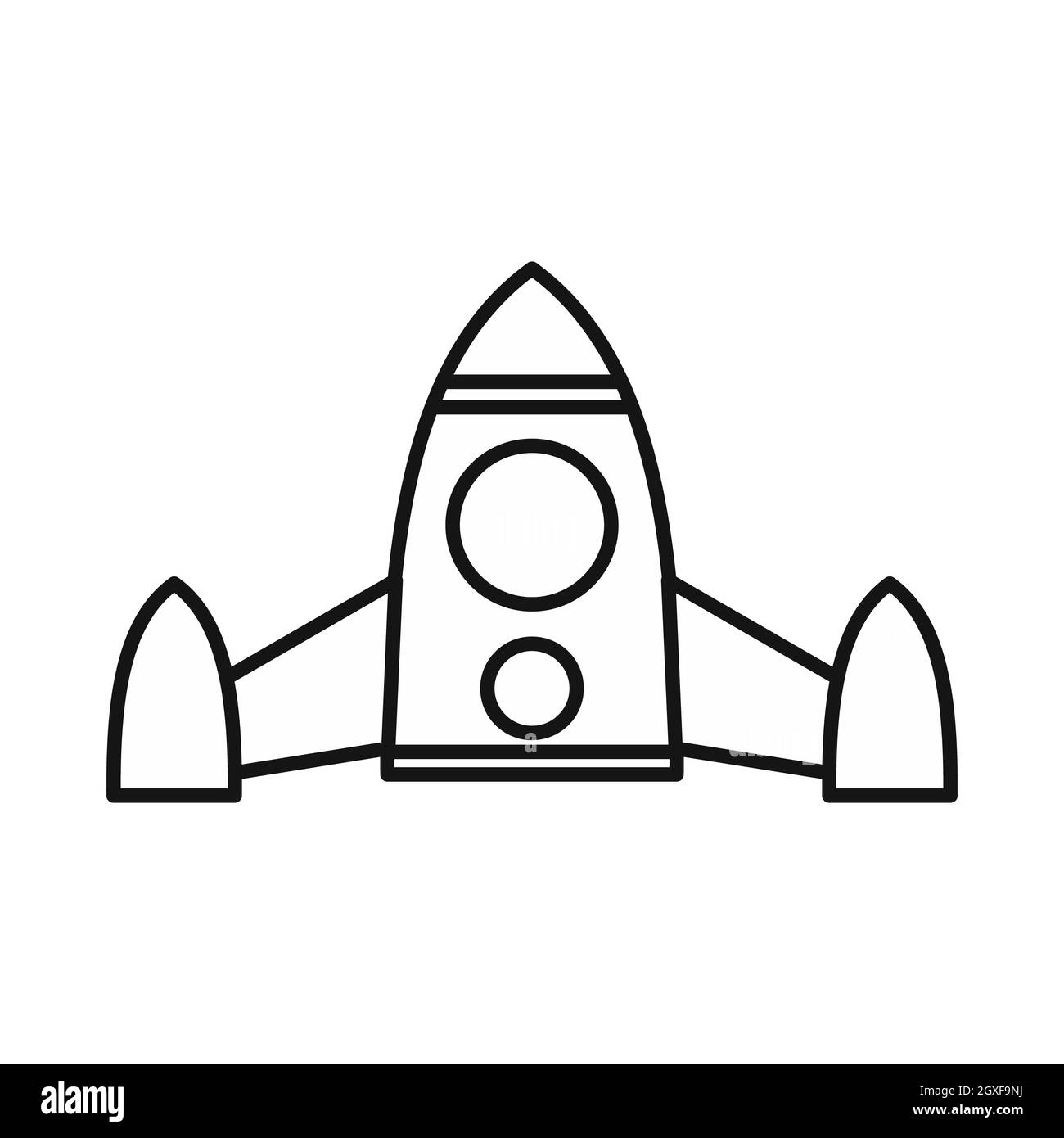 Rocket icon in outline style isolated on white background Stock Photo ...