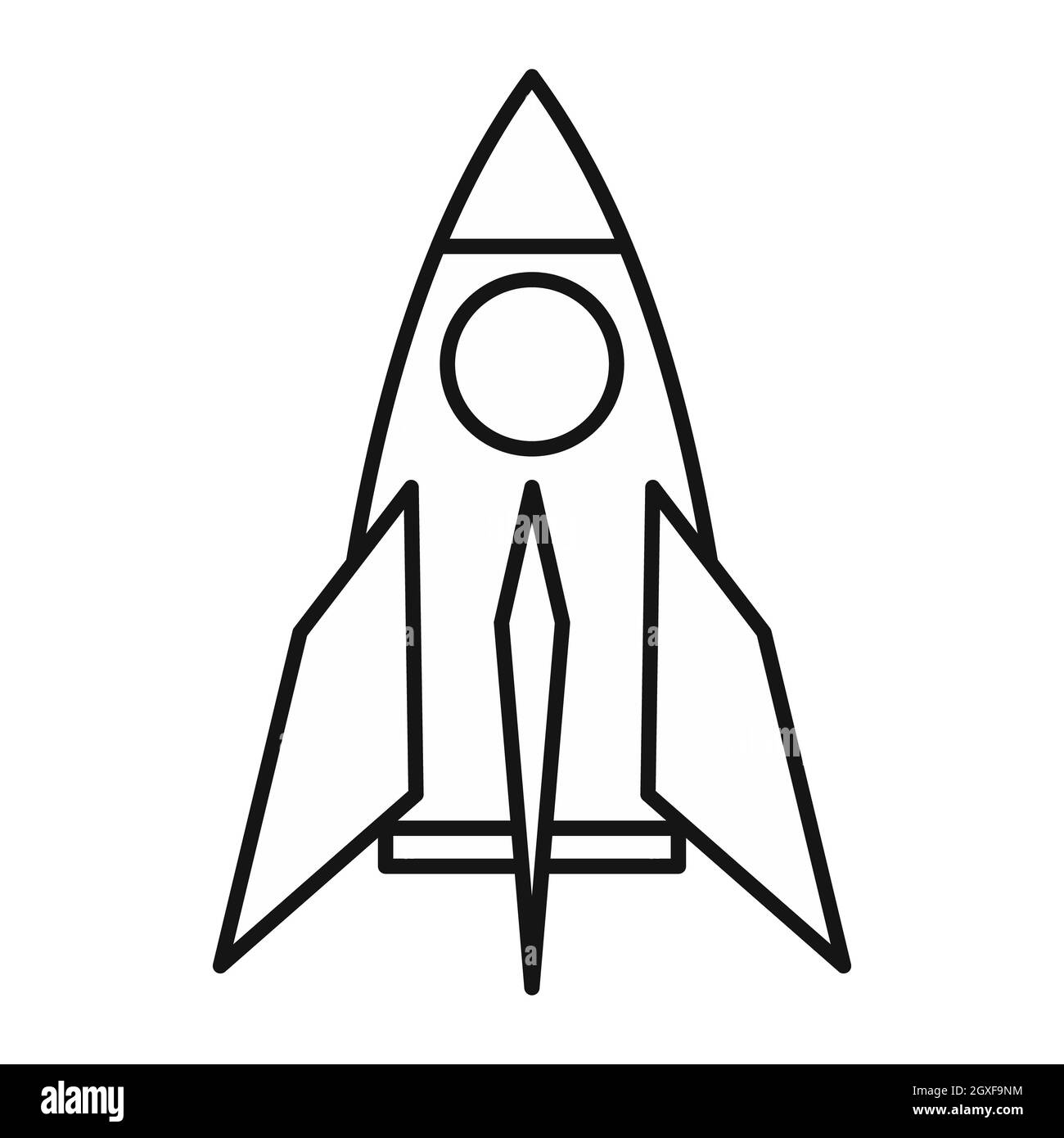Rocket icon in outline style isolated on white background Stock Photo ...