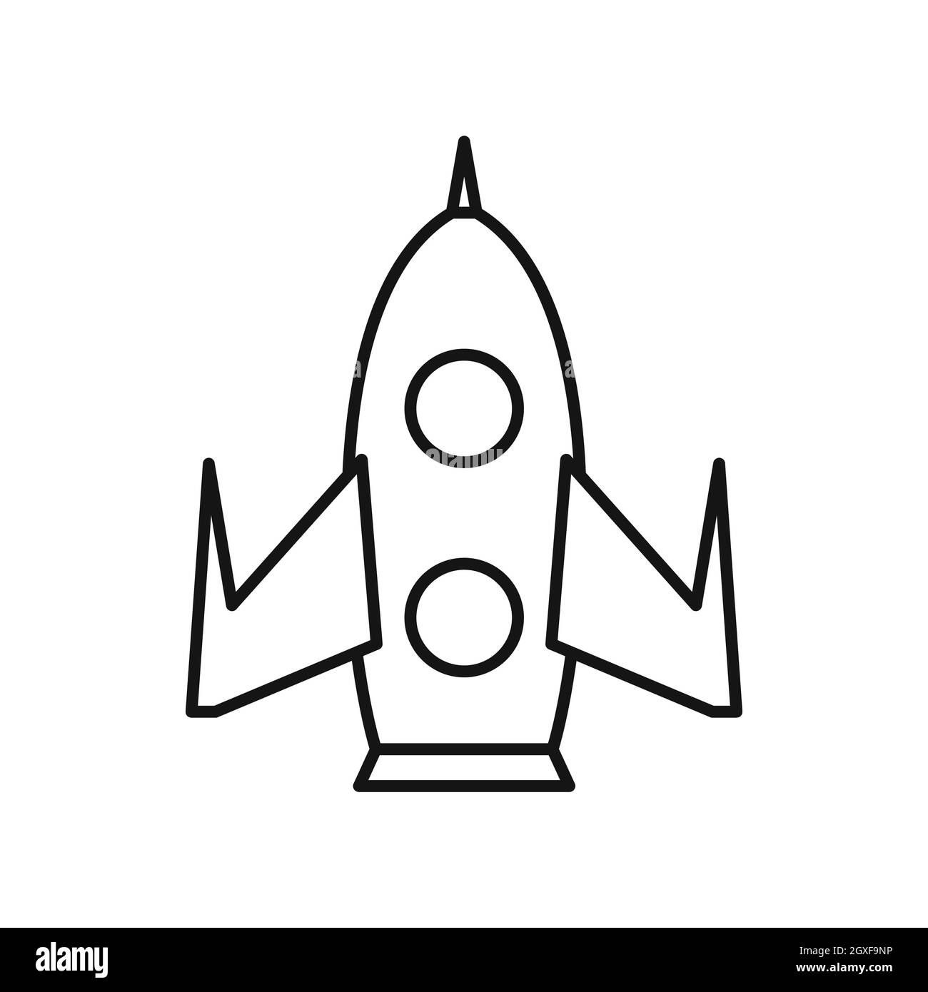 Rocket icon in outline style isolated on white background Stock Photo ...