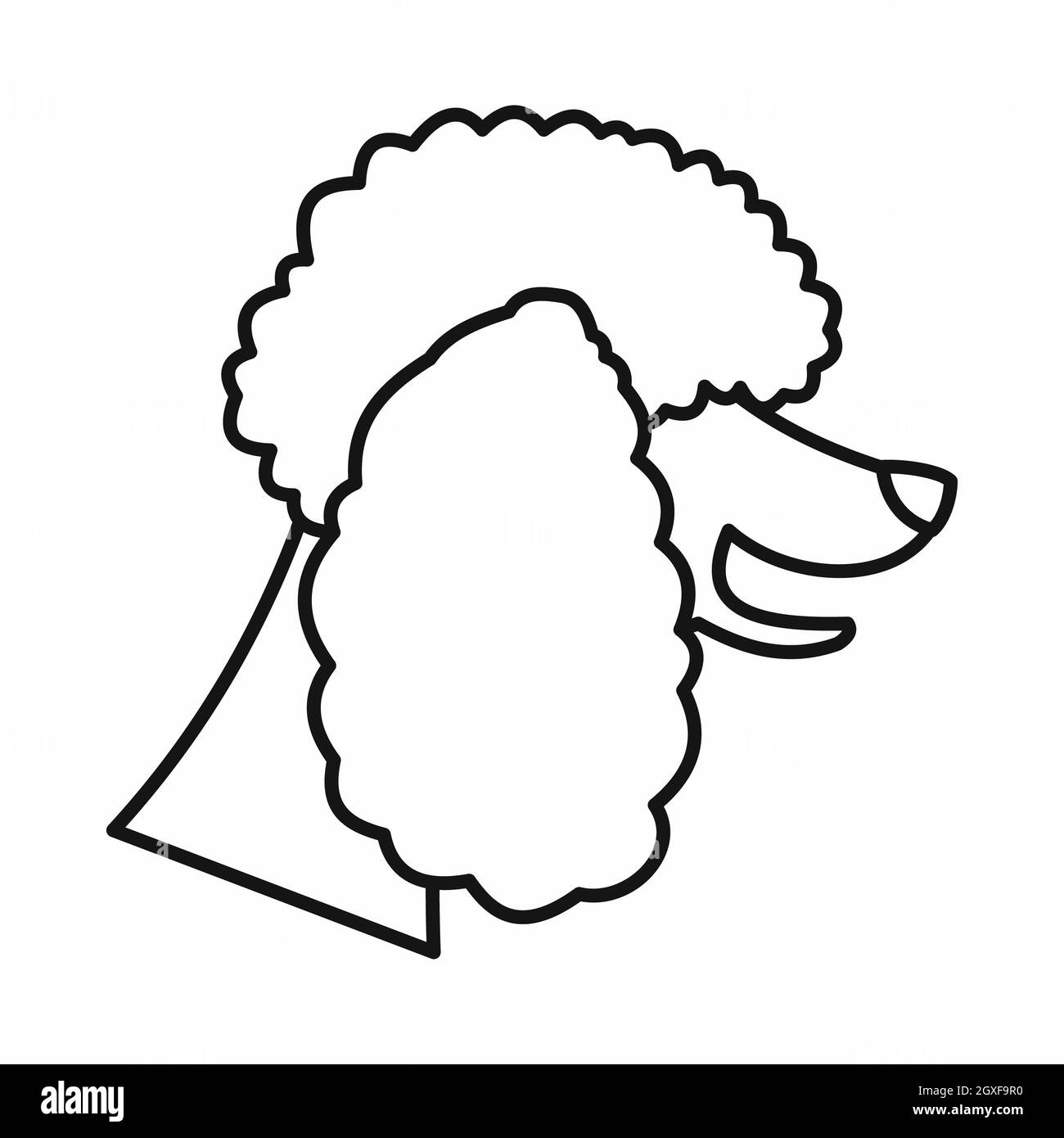 Poodle dog icon in outline style isolated on white background. Animals ...
