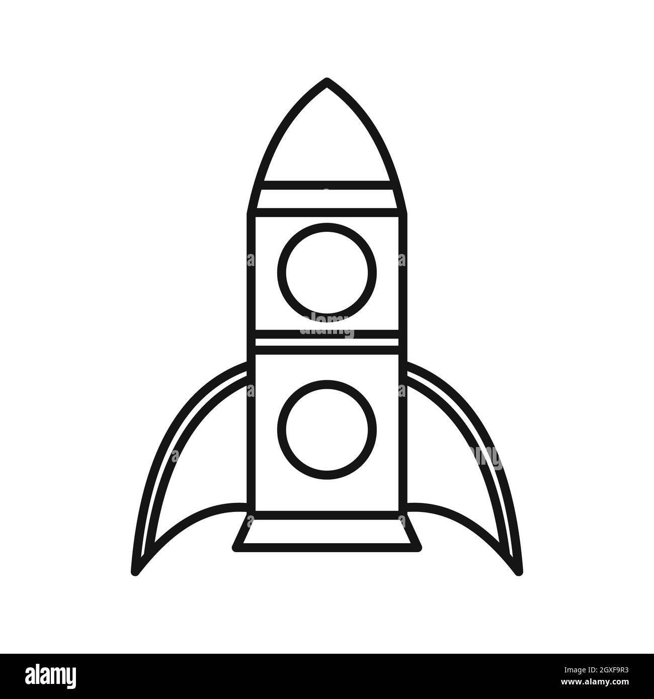 Rocket icon in outline style isolated on white background Stock Photo ...