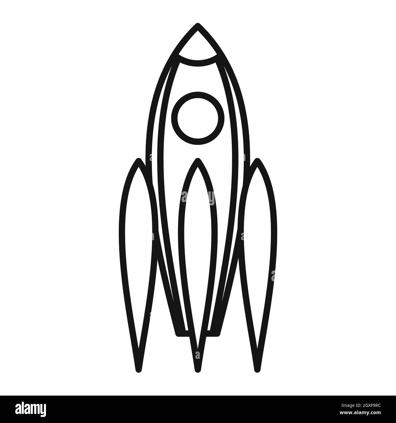 Rocket icon in outline style isolated on white background Stock Photo ...