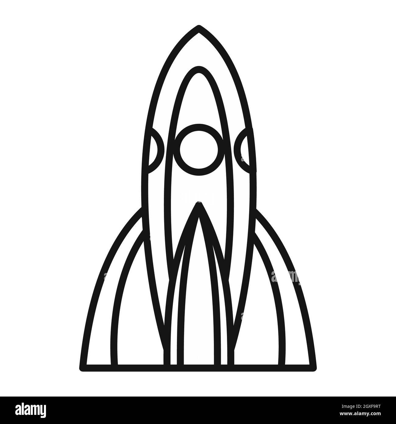 Rocket icon in outline style isolated on white background Stock Photo ...