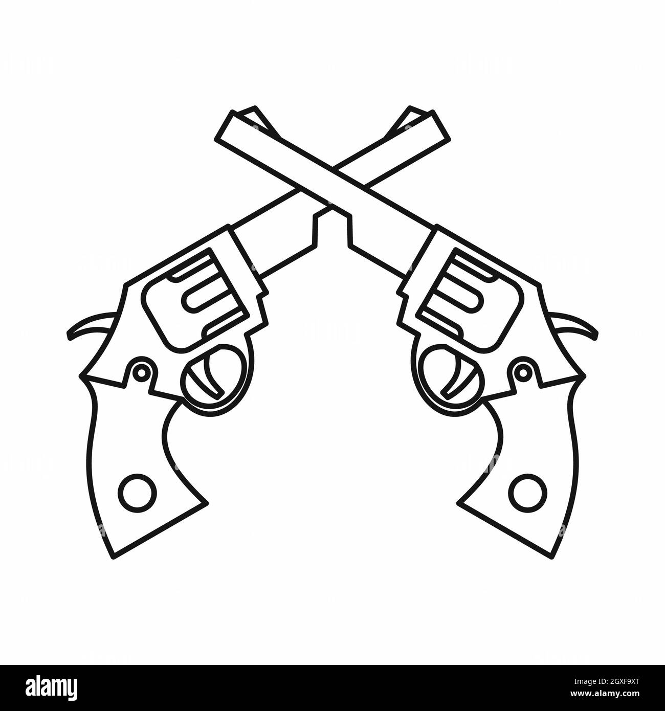 Crossed Revolver Outline