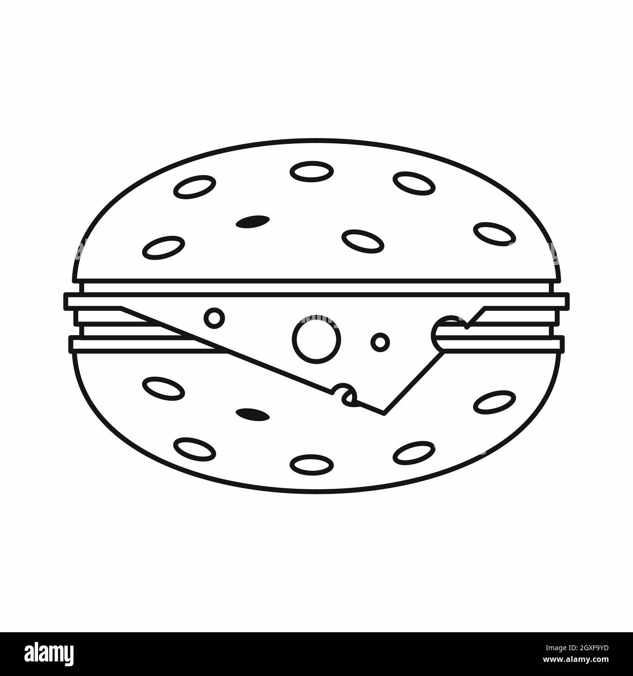 Cheeseburger icon in outline style isolated on white background Stock ...