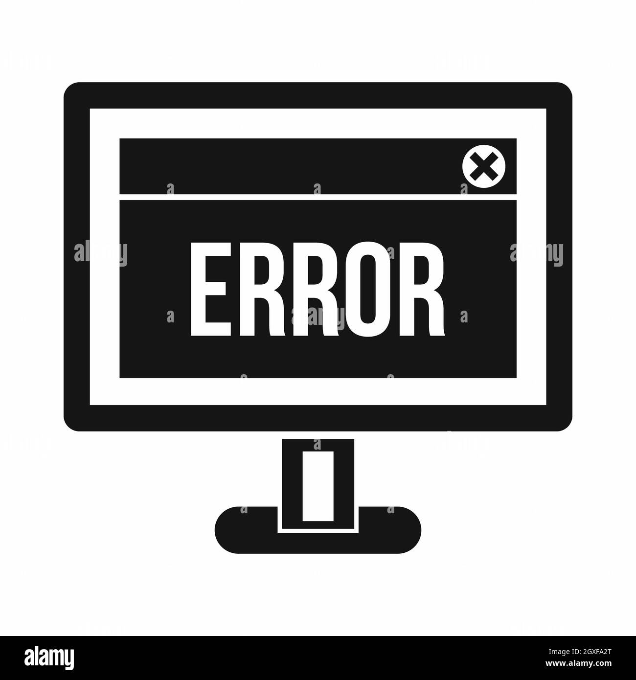 Error sign on a computer monitor icon in simple style isolated on white ...