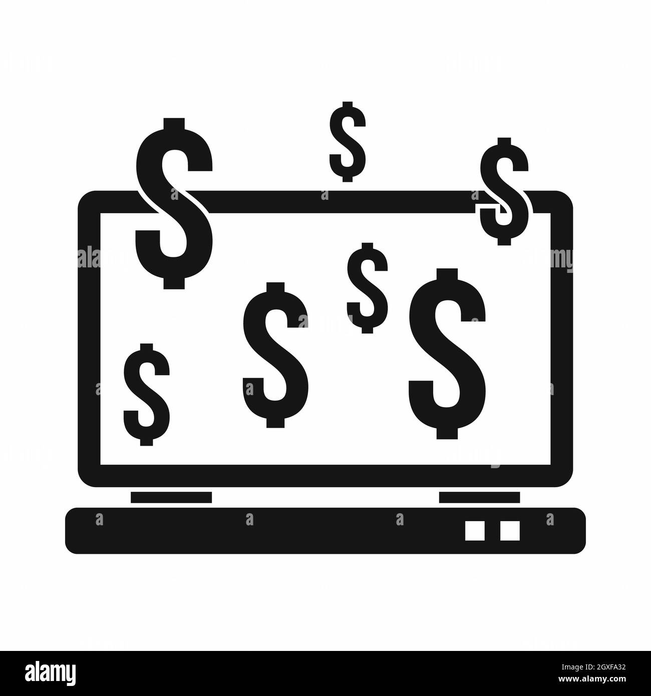 Computer monitor and dollar signs icon in simple style isolated on ...