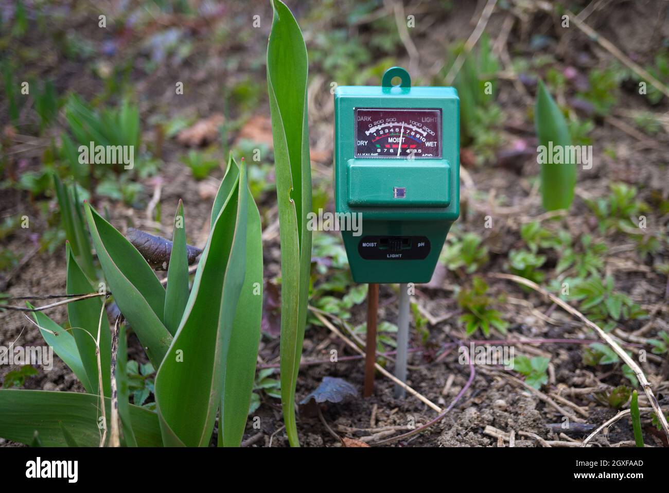 Agricultural meter to measure the moisture and pH content of the soil ...