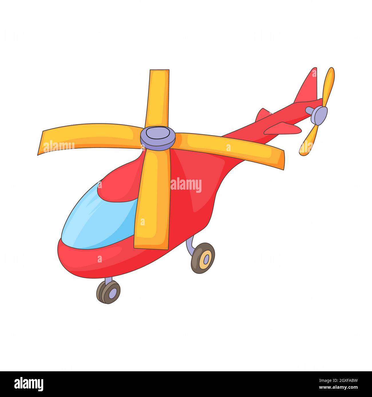 Red helicopter icon in cartoon style on a white background Stock Photo ...