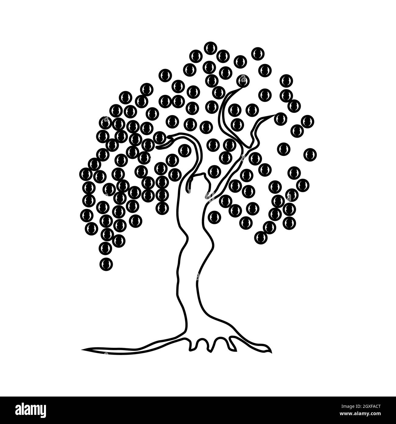 Money tree with coins icon in outline style on a white background Stock ...