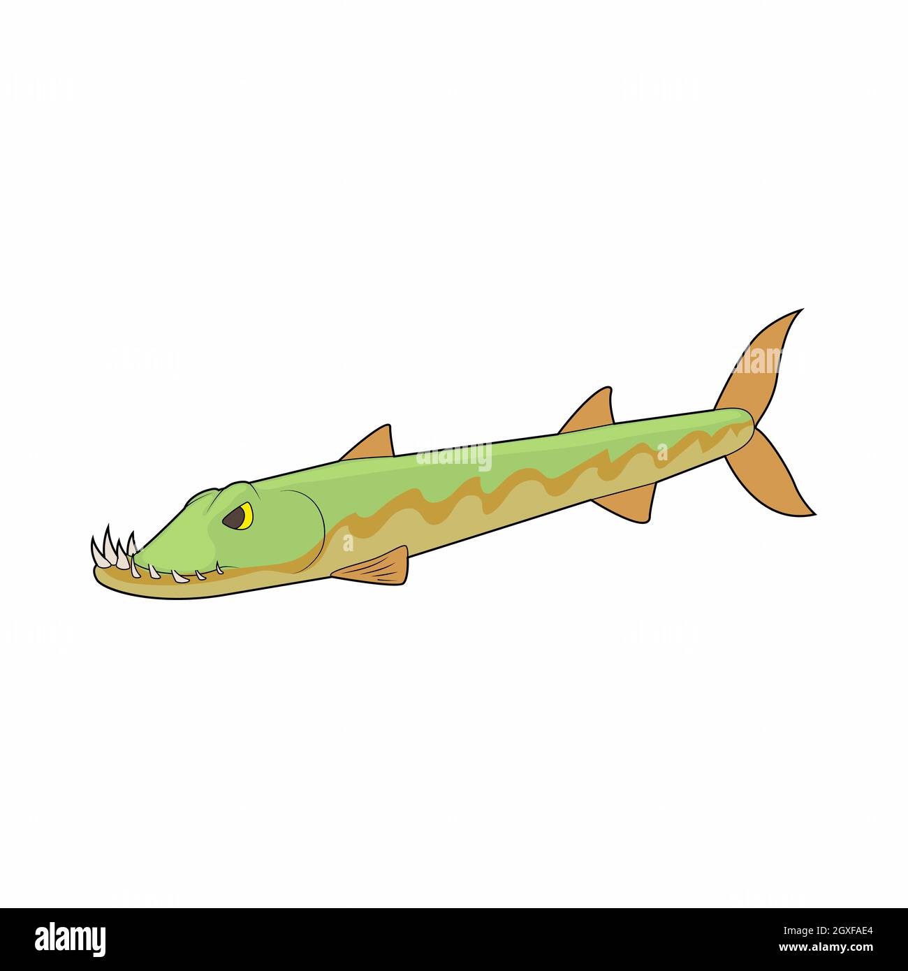 Pike fish icon in cartoon style on a white background Stock Photo - Alamy