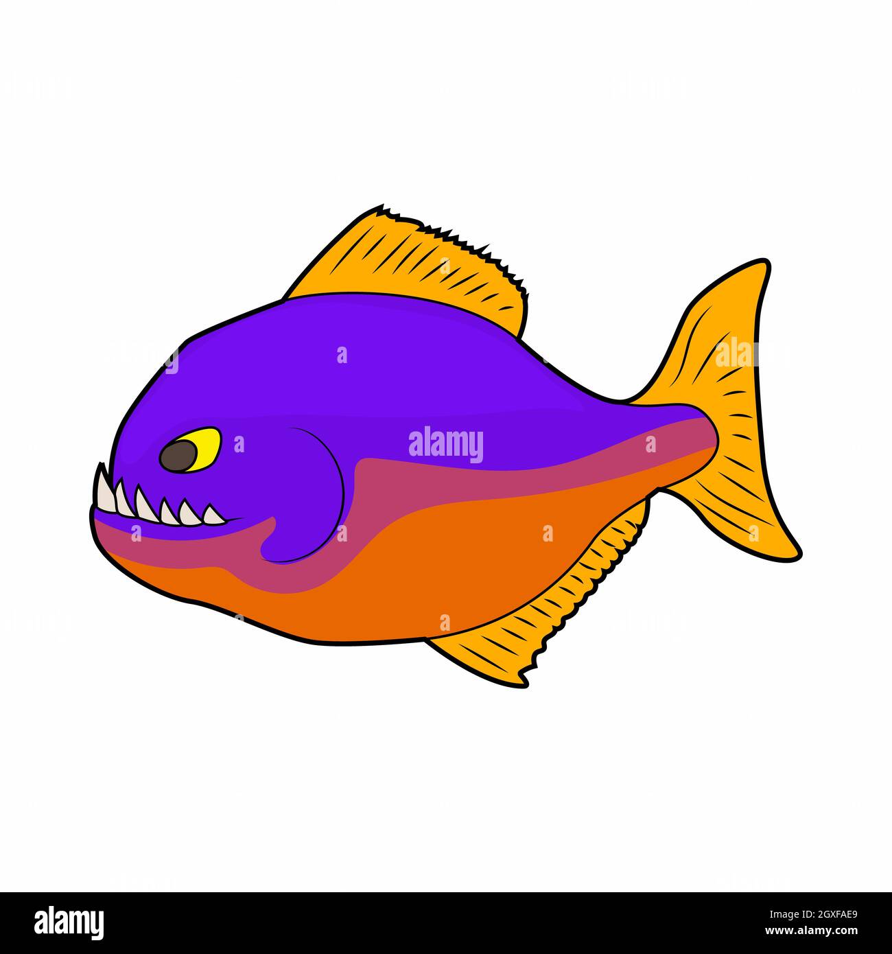 Piranha icon in cartoon style on a white background Stock Photo - Alamy