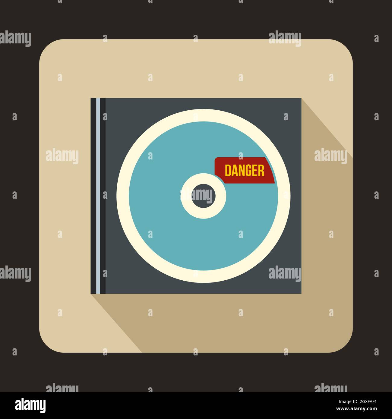 CD with danger lettering icon in flat style on a beige background Stock ...