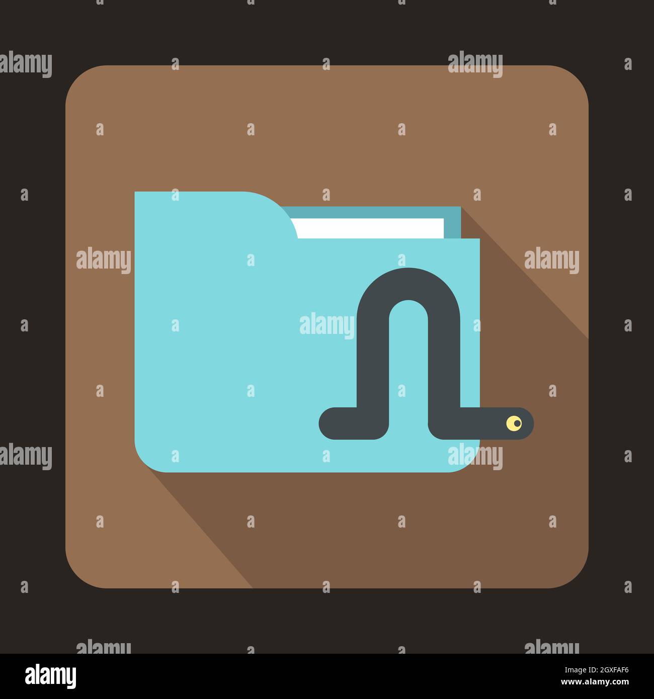 Computer worm icon in flat style on a brown background Stock Photo - Alamy