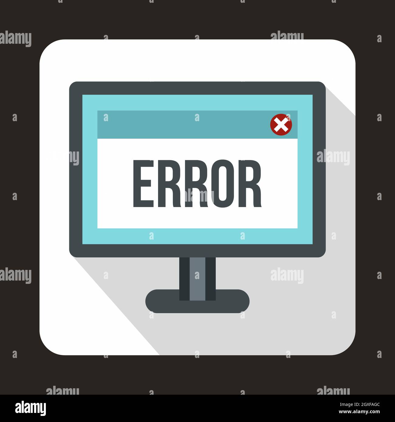 Error sign on a computer monitor icon in flat style on a white ...