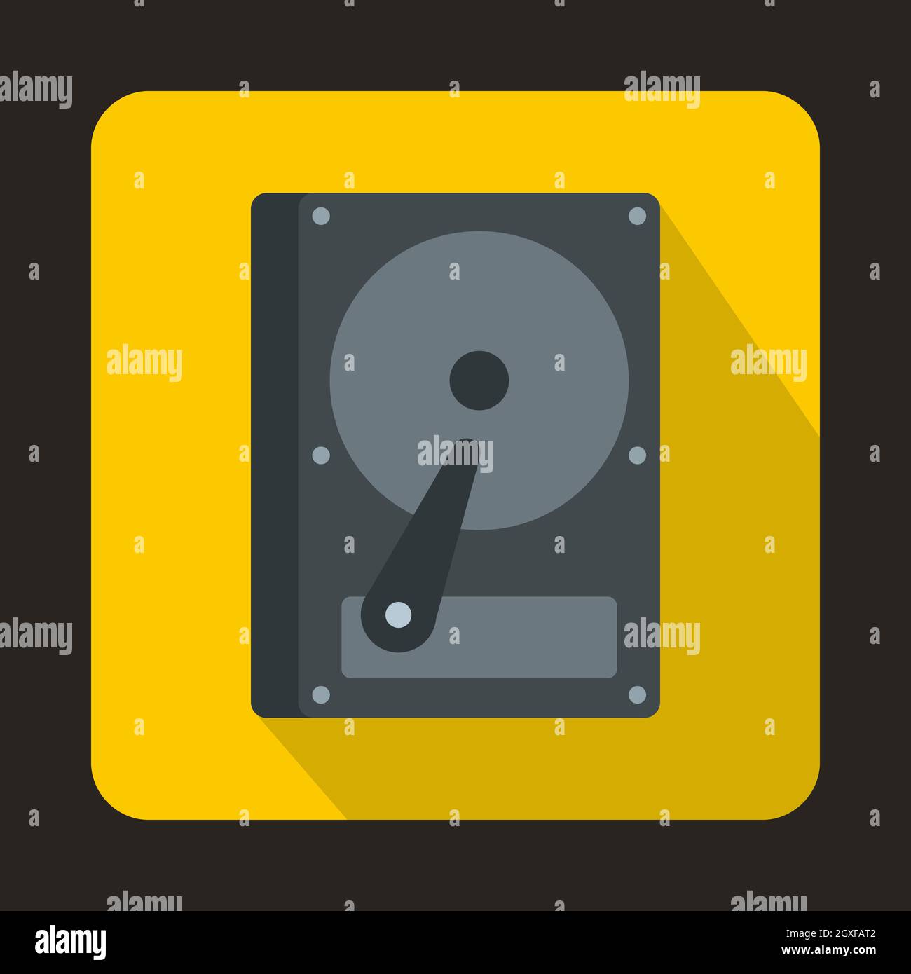 HDD icon in flat style on a yellow background Stock Photo - Alamy