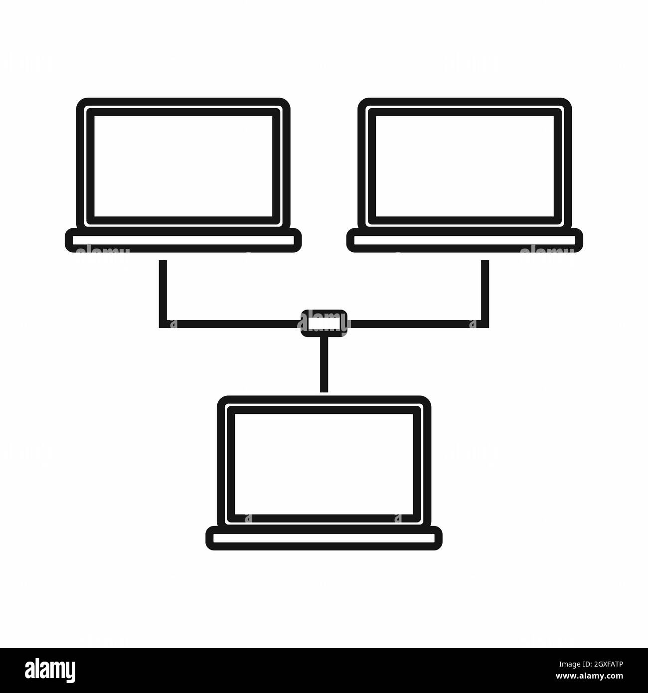 Exchange of data between computers icon in outline style isolated on ...
