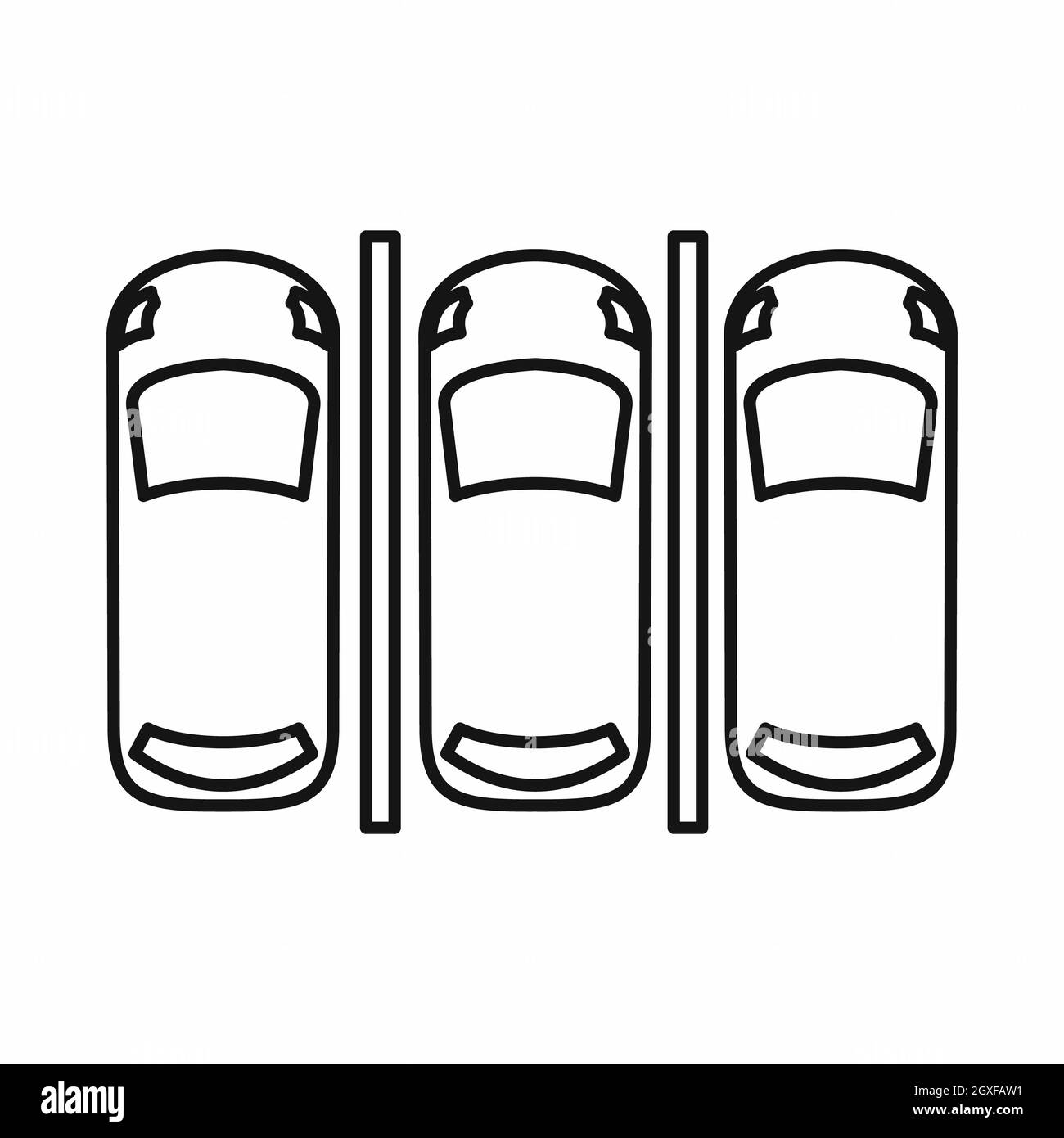 Car parking icon in outline style isolated on white background Stock ...