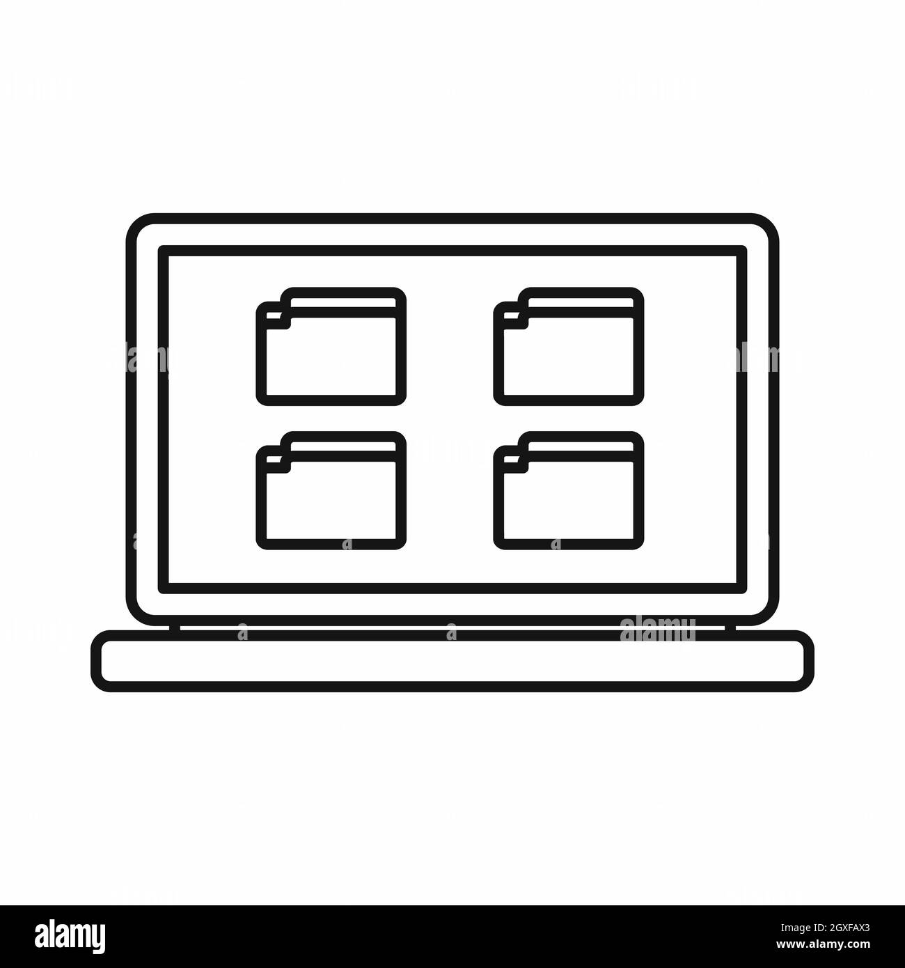 Desktop icon in outline style isolated on white background Stock Photo ...