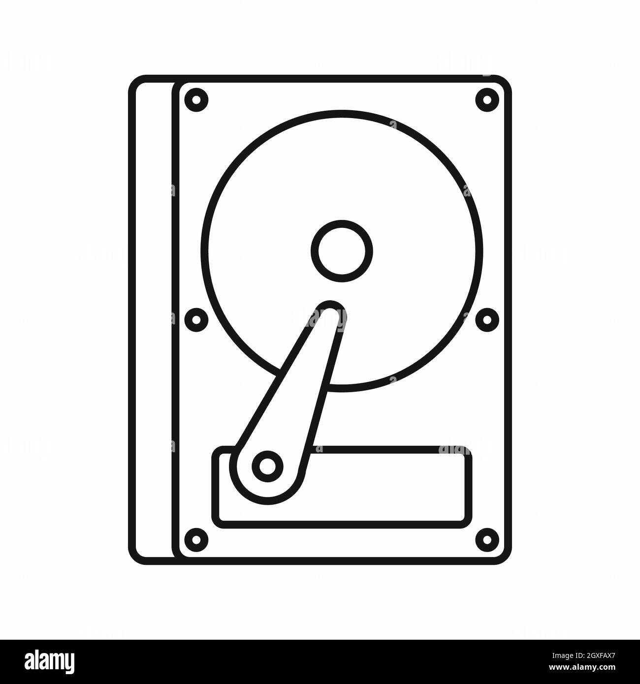 HDD icon in outline style isolated on white background Stock Photo - Alamy