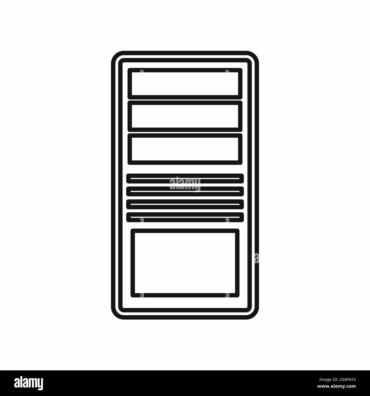 Black computer system unit icon in outline style isolated on white ...