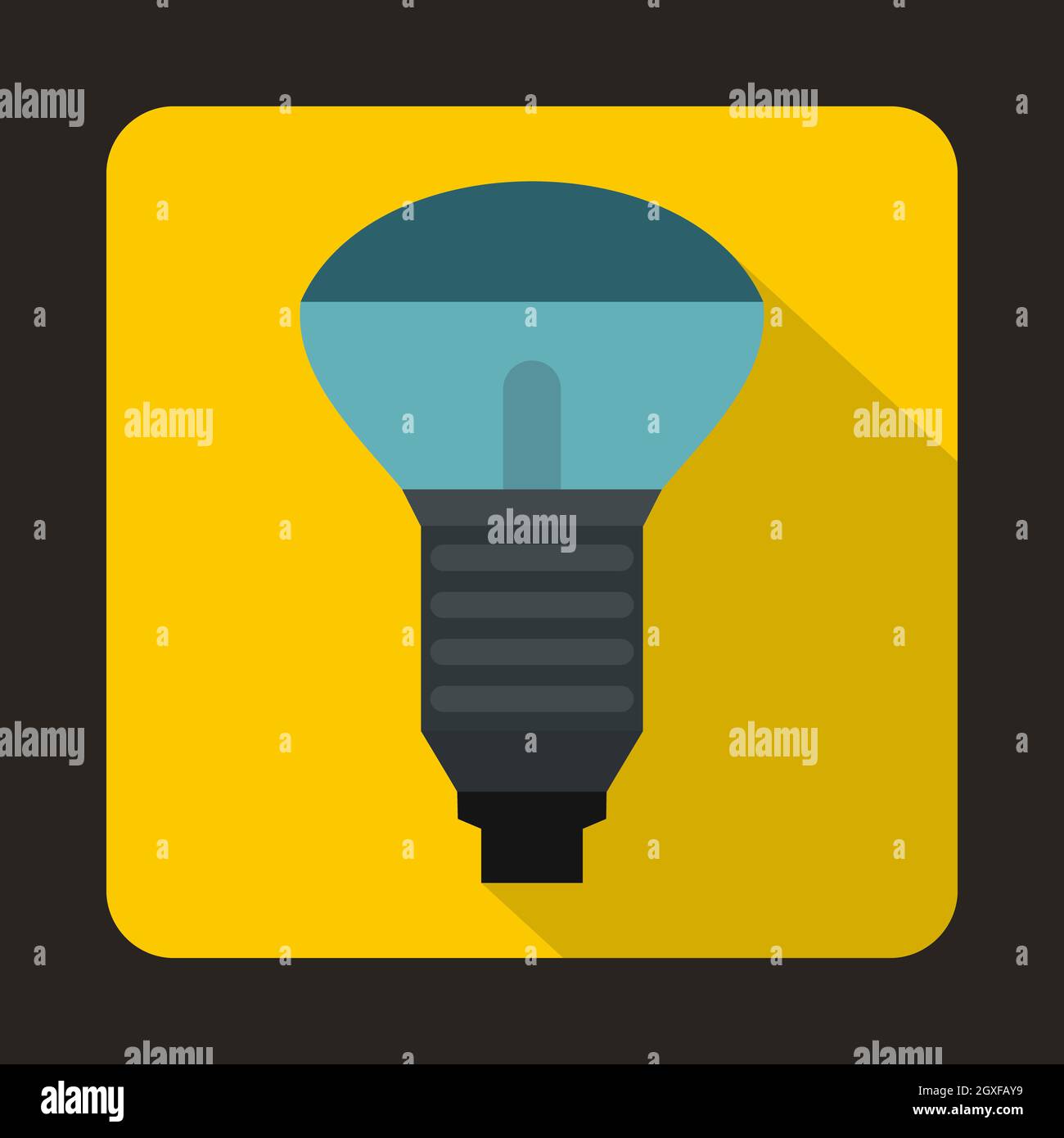 LED bulb icon in flat style on a yellow background Stock Photo - Alamy