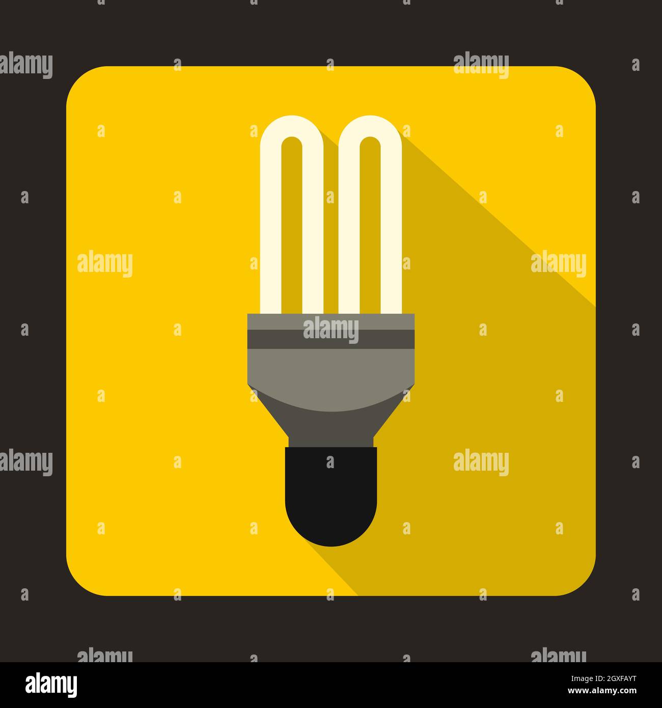 Fluorescence lamp icon in flat style on a yellow background Stock Photo ...
