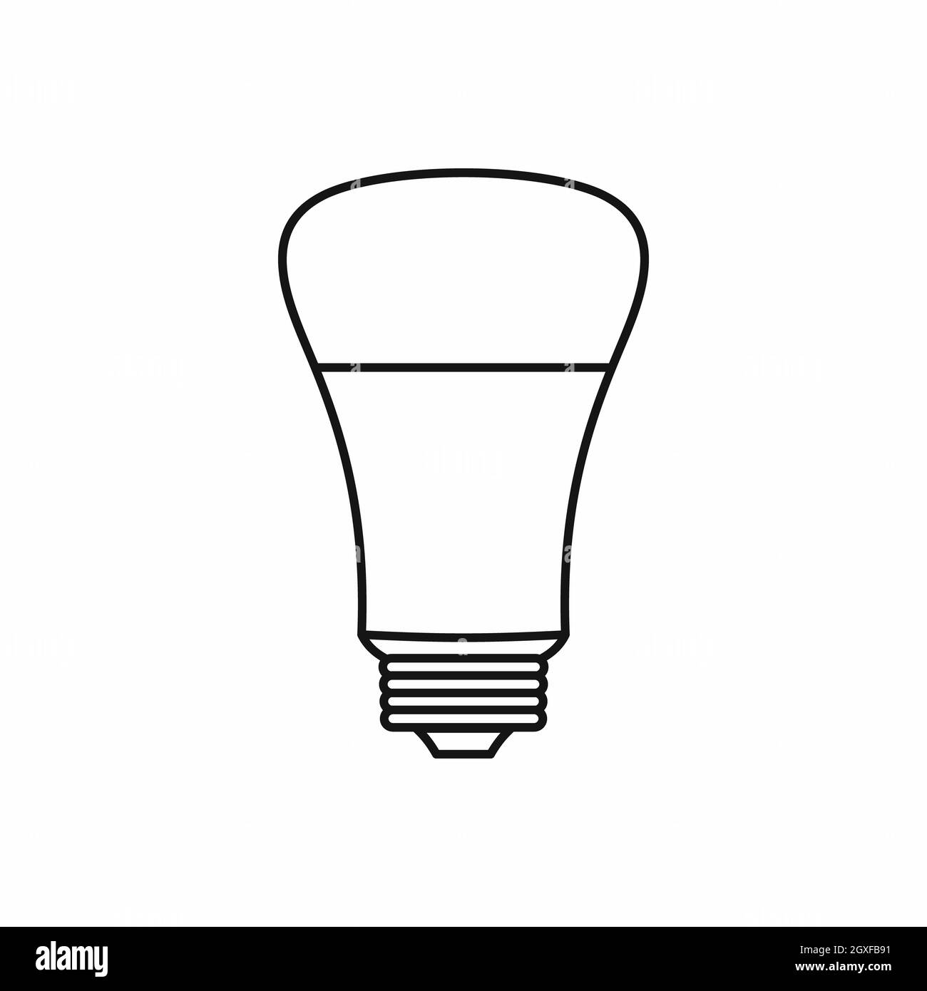 Led bulb icon in outline style isolated on white background Stock Photo ...