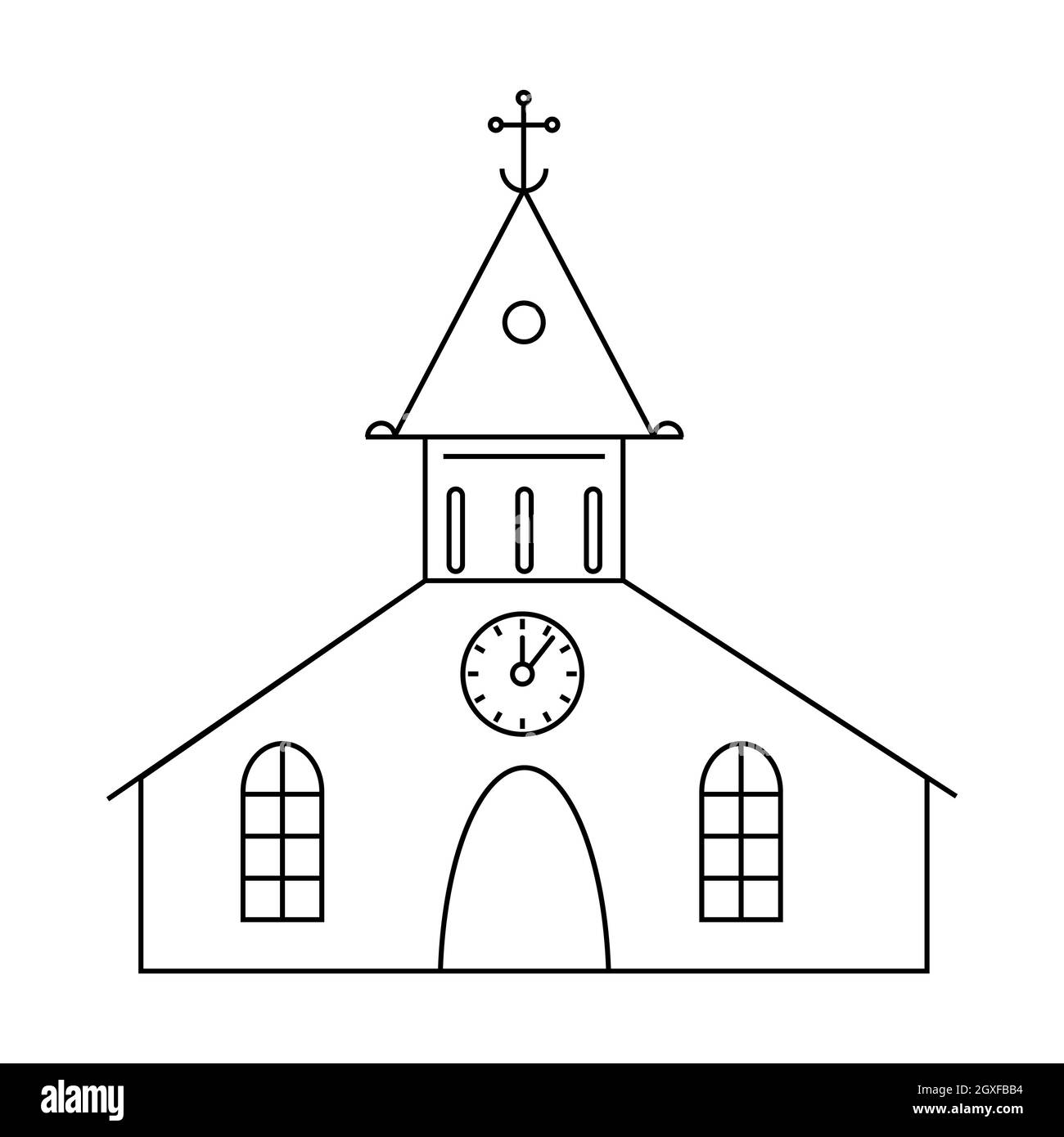 Catholic church icon in outline style isolated on white background ...