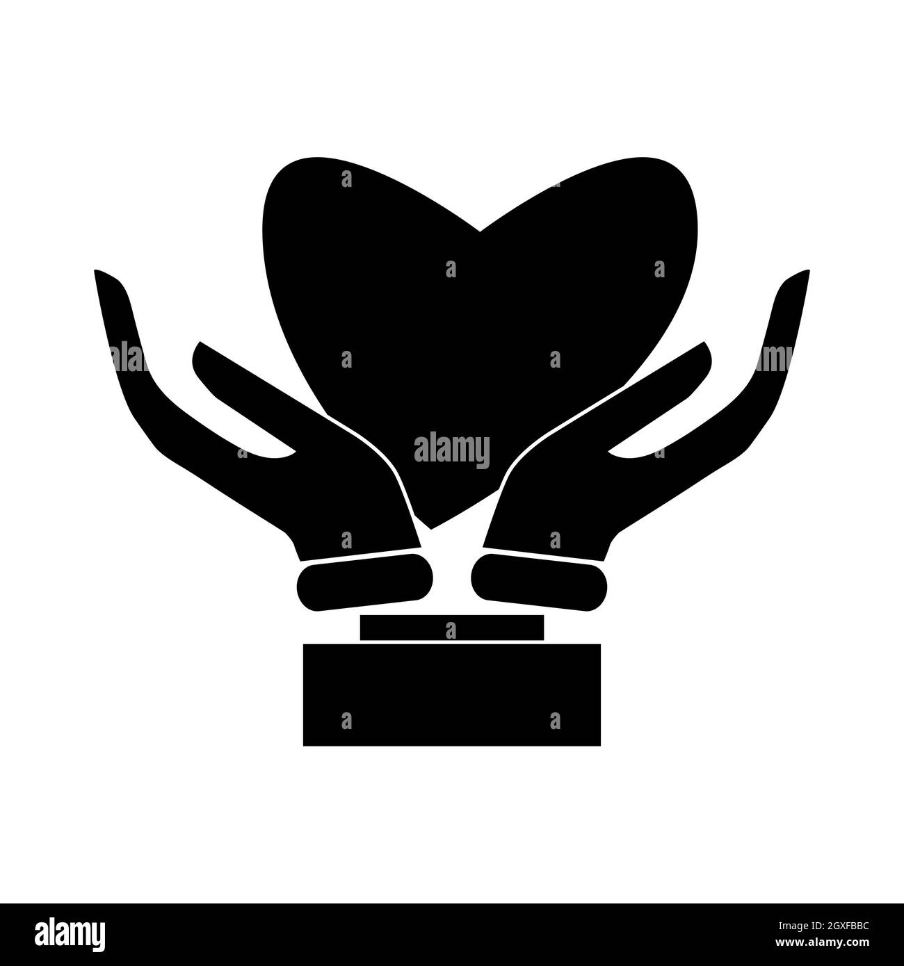 Hands protect heart symbol. Health insurance icon in black simple style ...