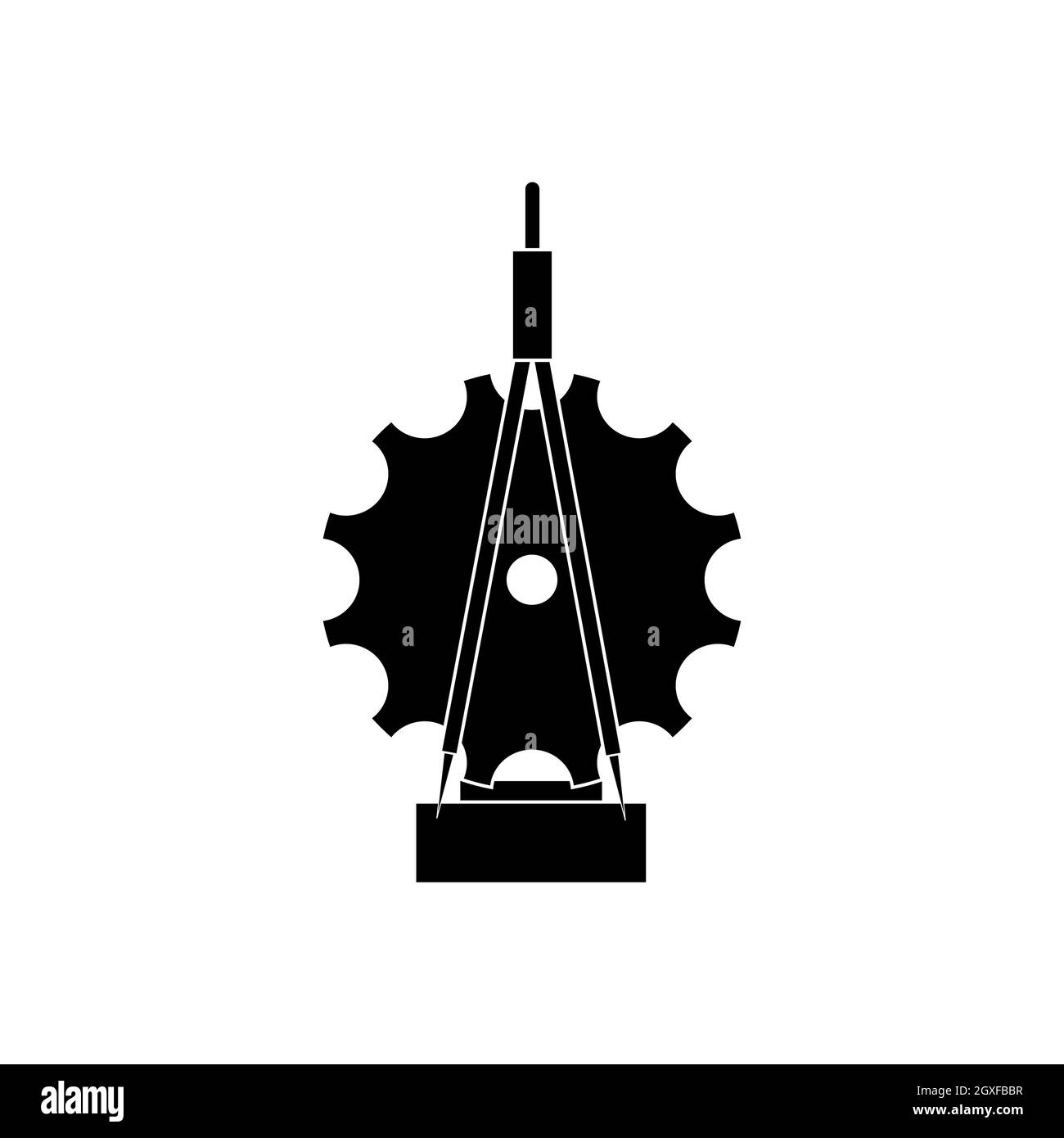 Trophy sign with compass and cogwheel icon in black simple style ...