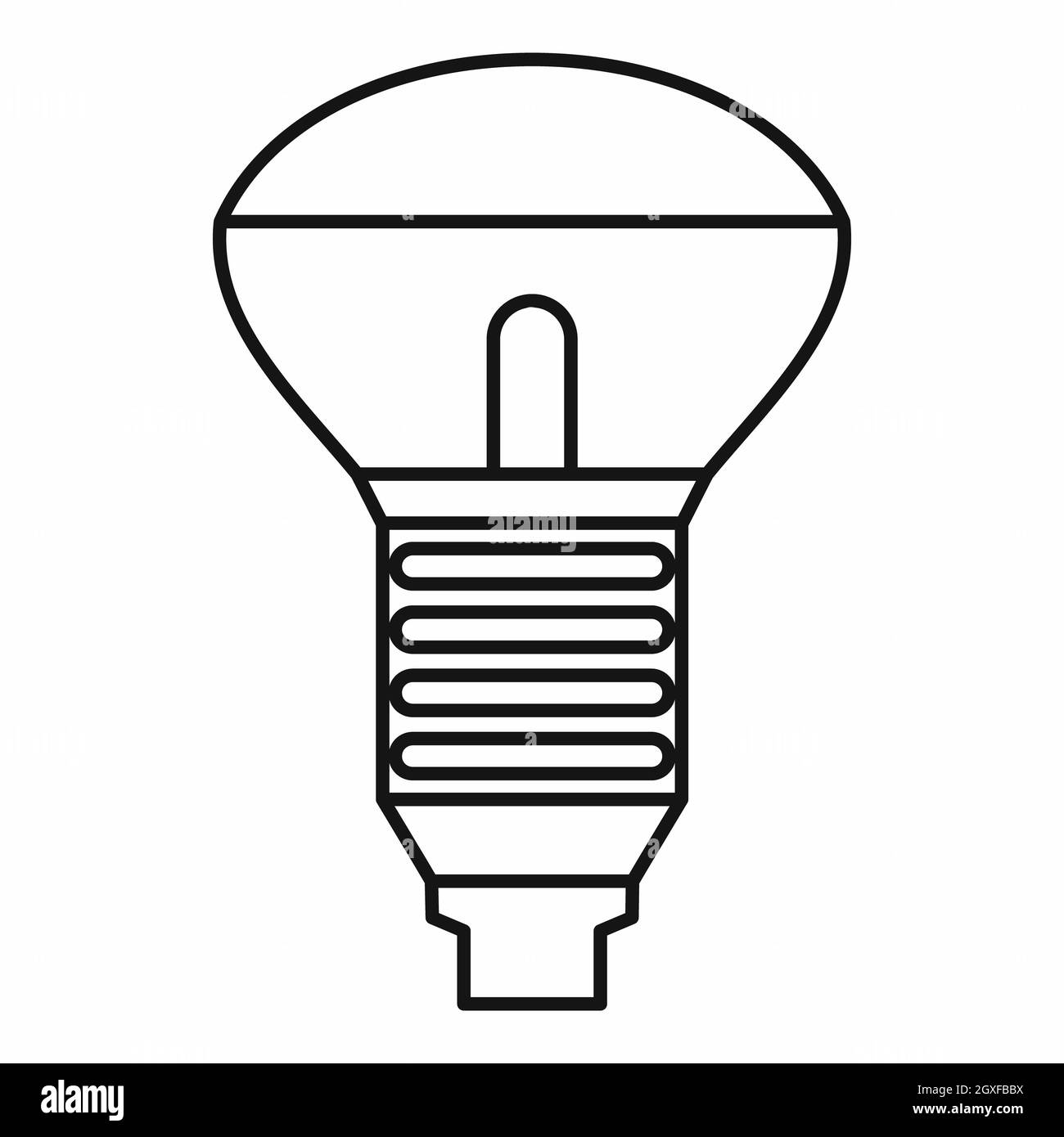 Led bulb icon in outline style isolated on white background Stock Photo ...