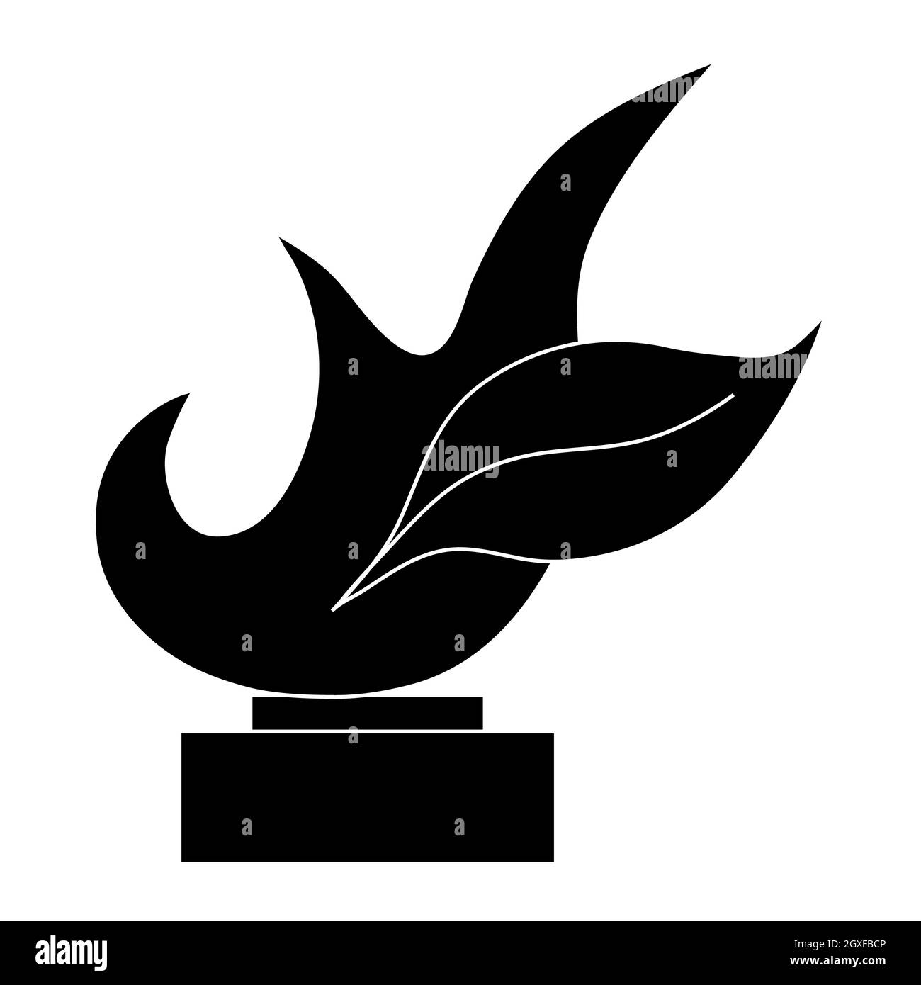 Trophy sign with flame icon in black simple style isolated on white ...