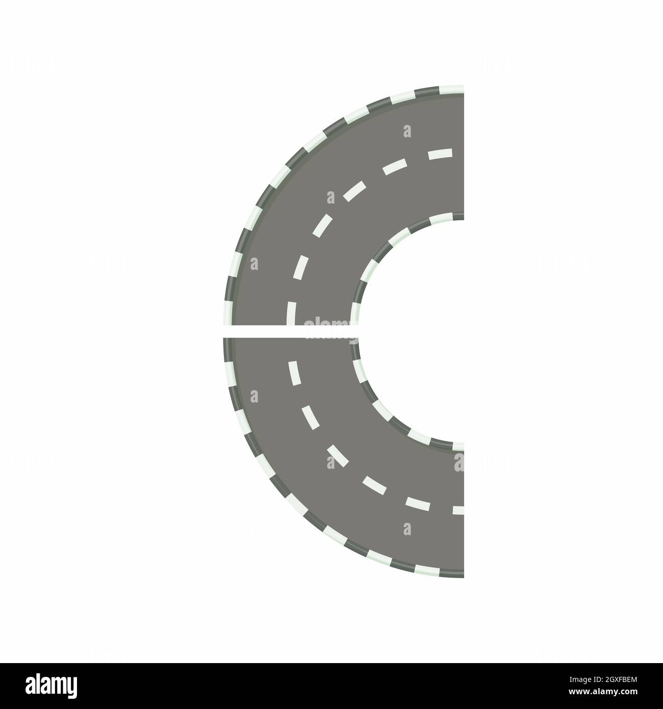 Part of circle road turn icon in cartoon style on a white background ...