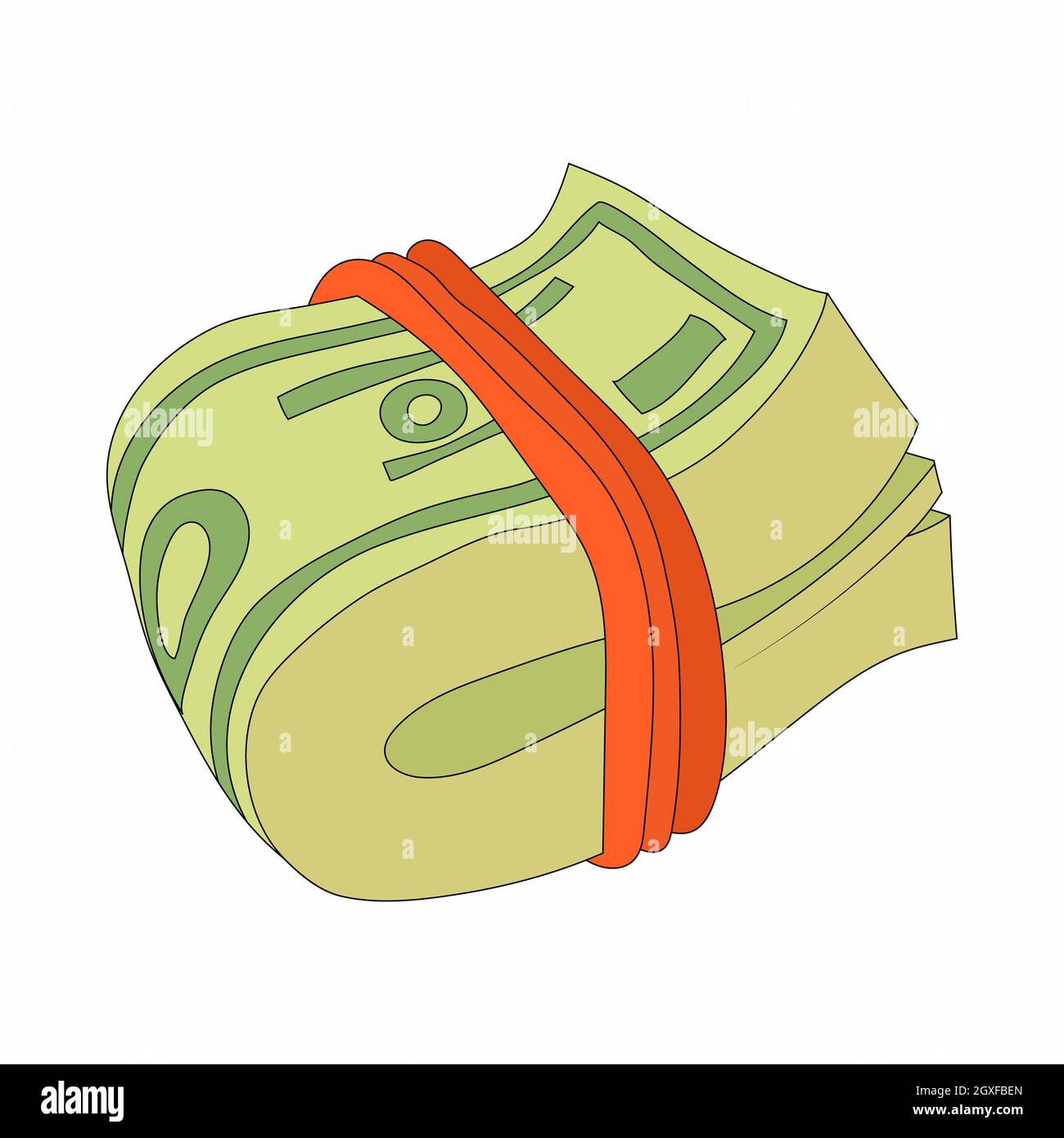 Bundle of dollars icon in cartoon style on a white background Stock ...
