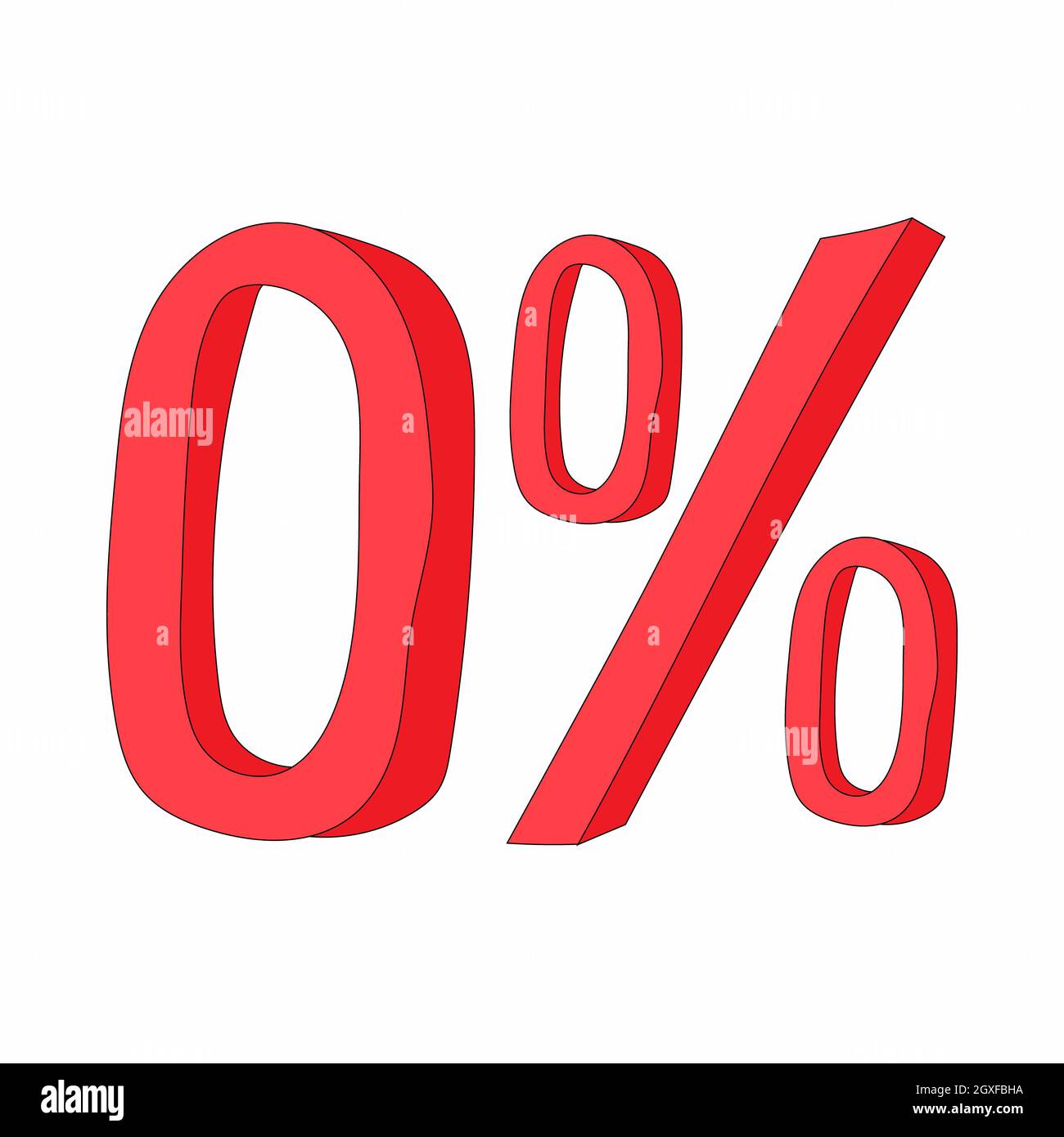 Red zero percent sign icon in cartoon style on a white background Stock ...