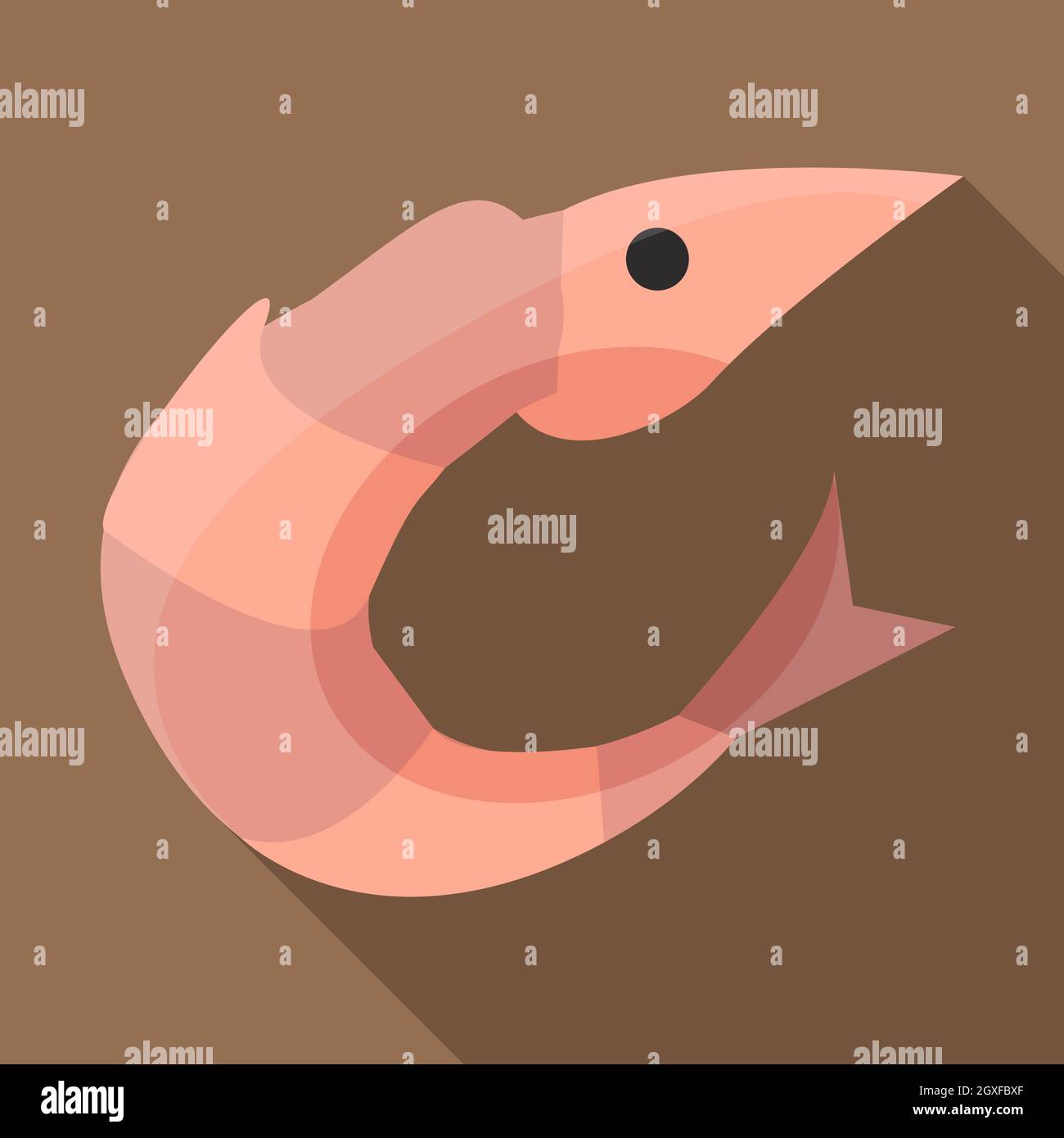 Shrimp icon in flat style with long shadow. Seafood symbol Stock Photo ...
