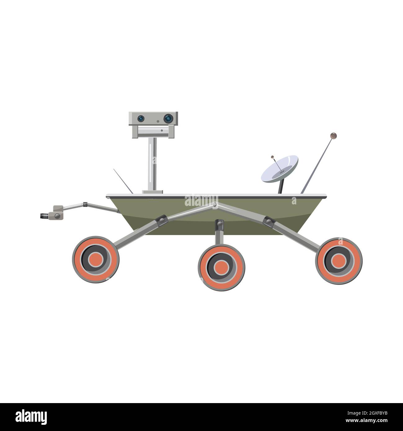 Mars exploration rover icon in cartoon style on a white background ...