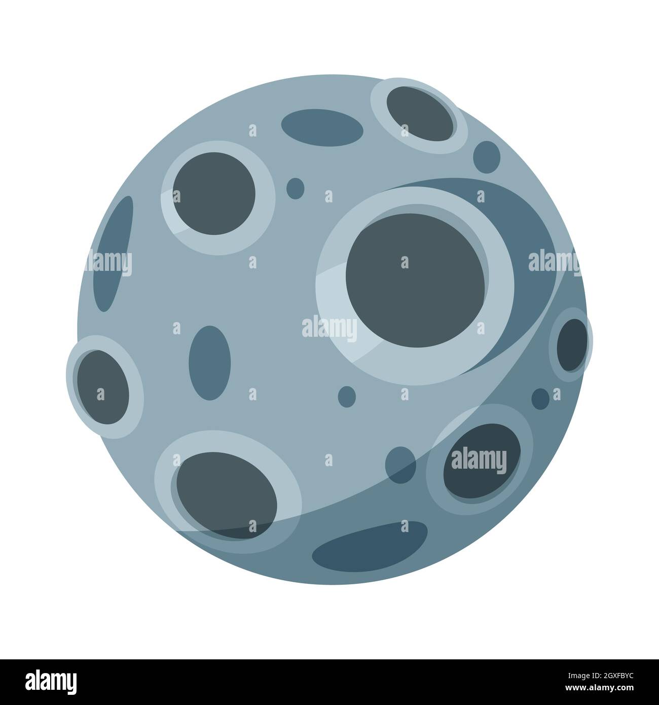 Full moon icon in cartoon style on a white background Stock Photo - Alamy