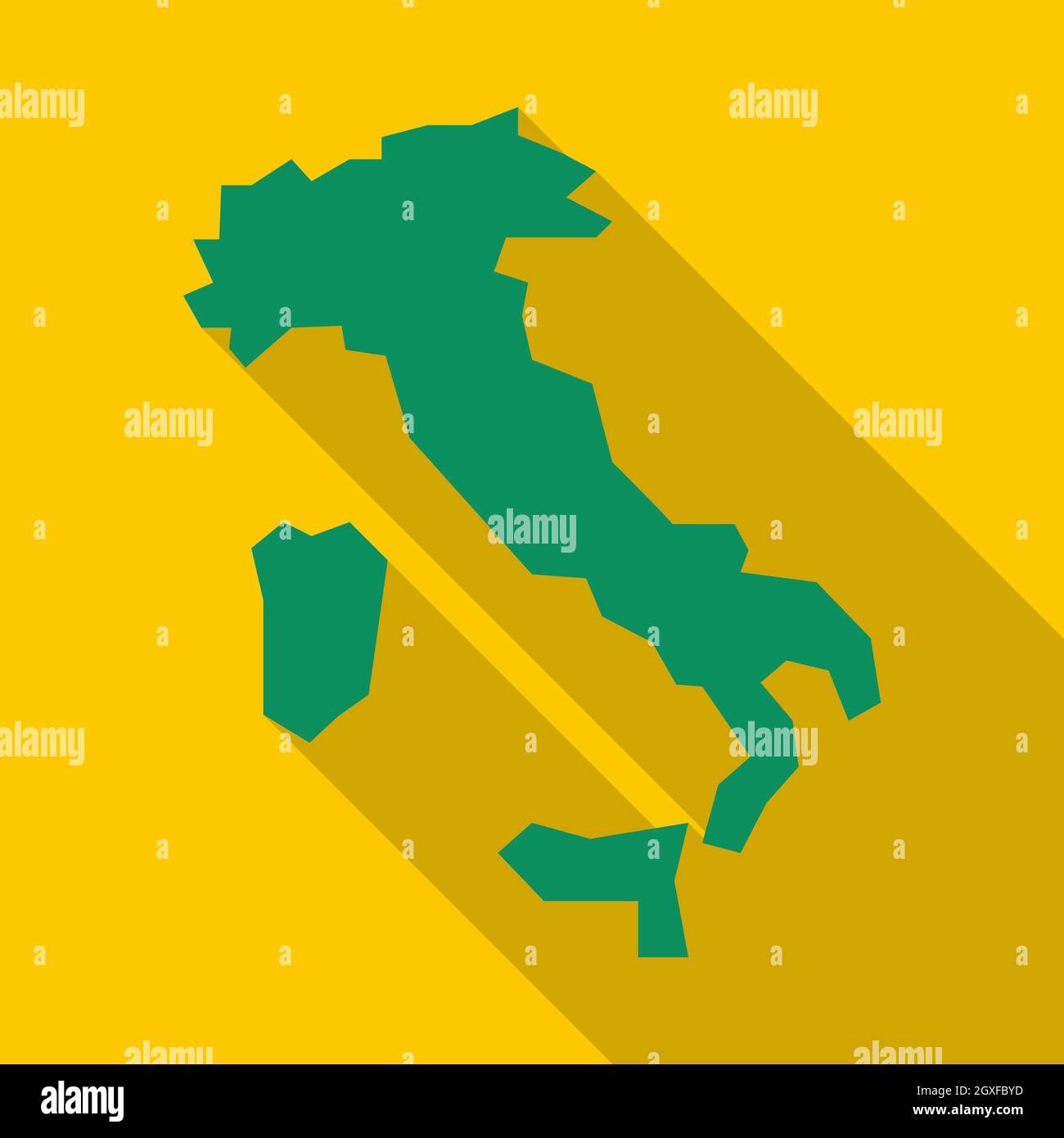 Map of Italy icon in flat style with long shadow. State territory ...