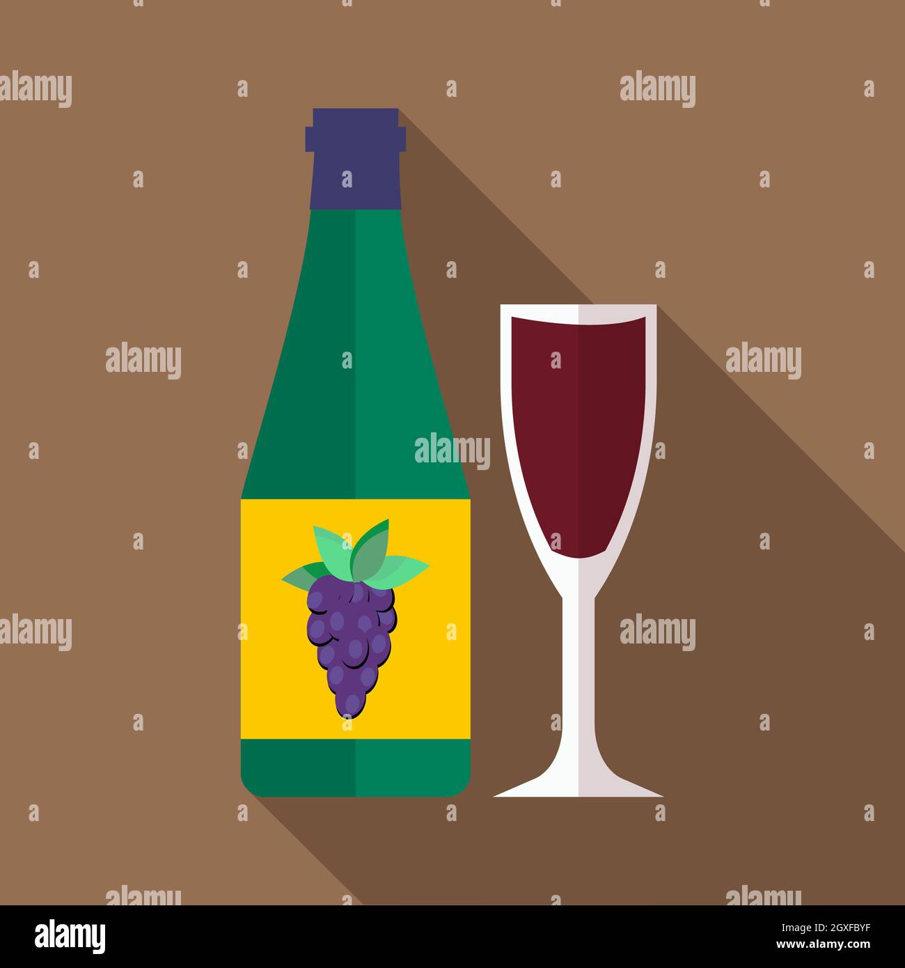 Bottle of wine icon in flat style with long shadow. Wine tasting symbol ...