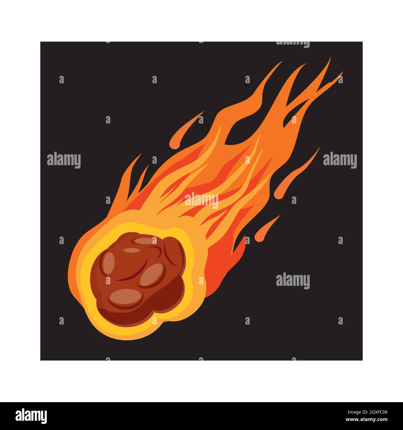Falling meteorite icon in cartoon style on a white background Stock ...