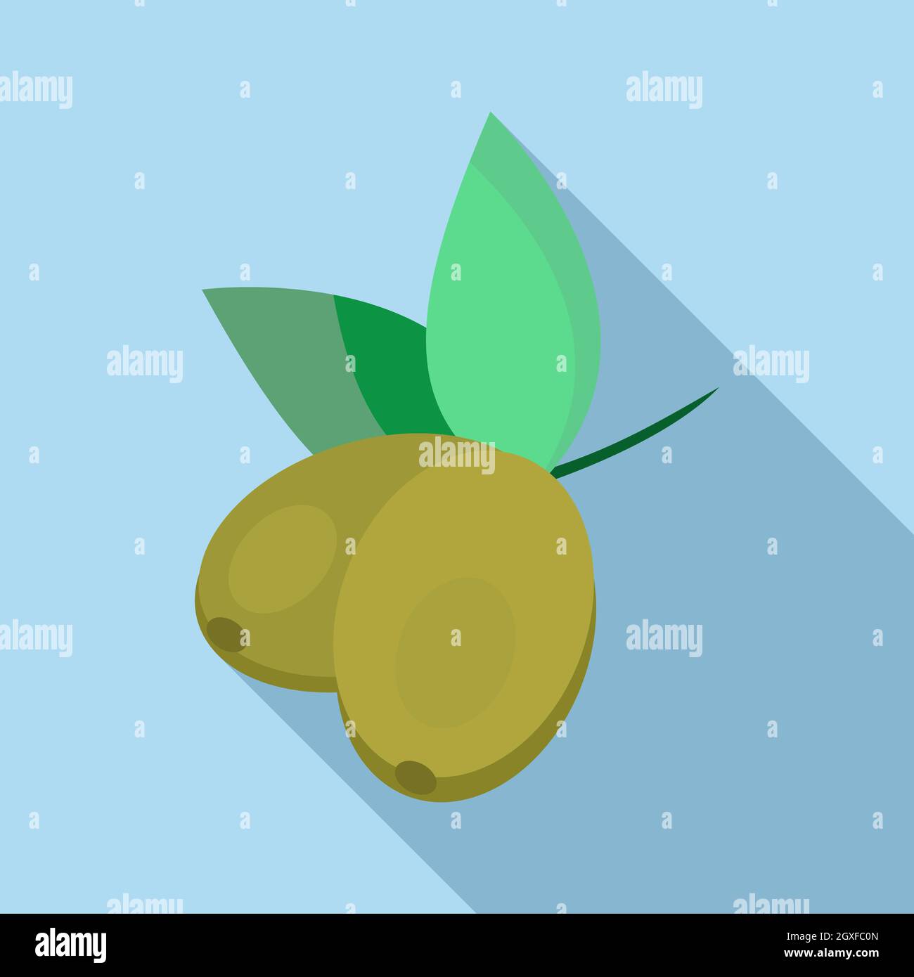Olives icon in flat style with long shadow. Fruit of olive tree symbol ...