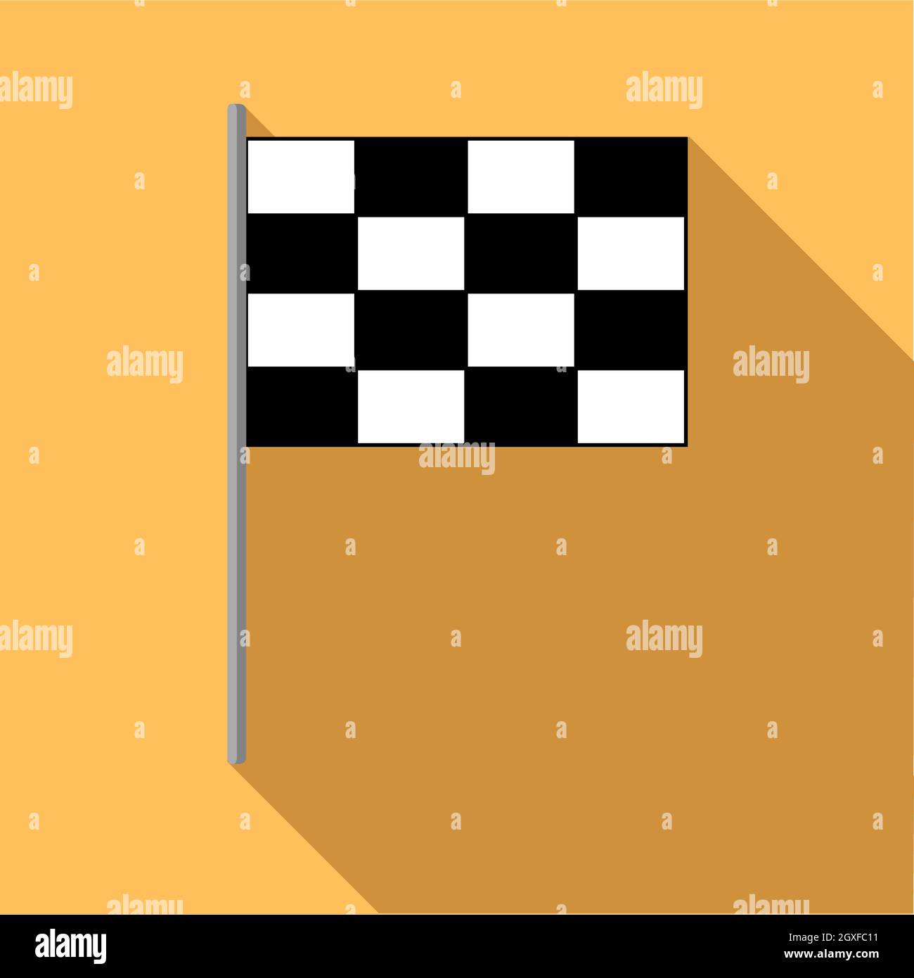 Checkered golf flag icon in flat style on a pale orange background ...