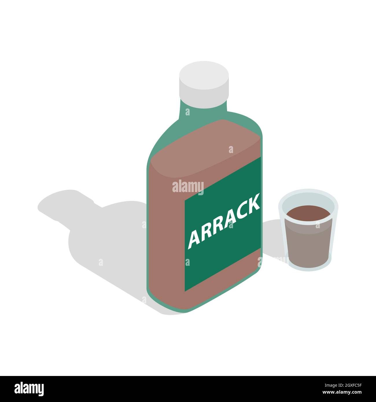 Bottle of arrack icon in isometric 3d style on a white background Stock ...