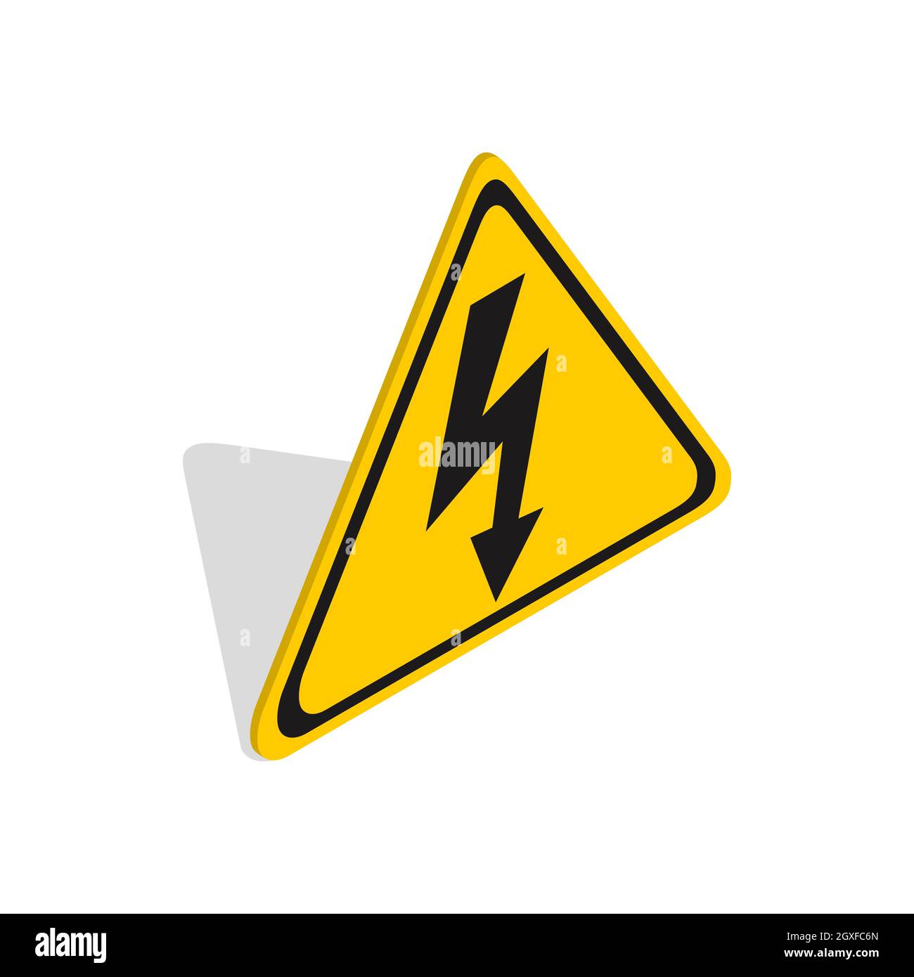 High voltage sign icon in isometric 3d style on a white background ...